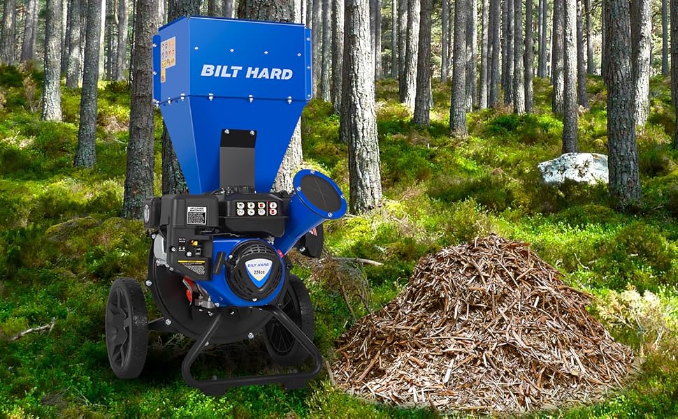 Wood Chipper | 7.5 HP 224cc Gas Powered Shredder Mulcher – BILT HARD