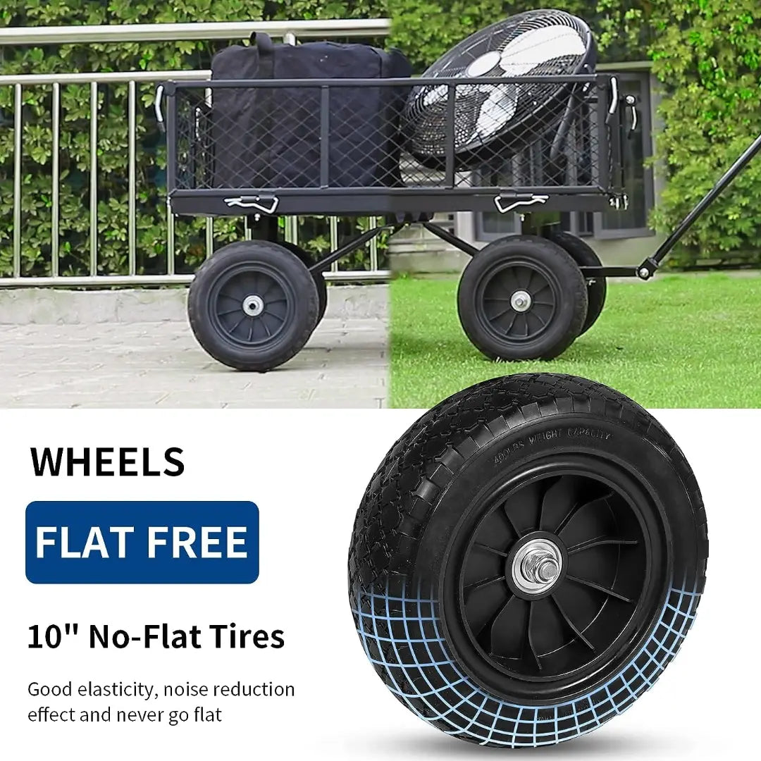 Utility Wagon Bilt Hard 400 Lbs 10" Flat Free Tires Steel Garden Cart ...