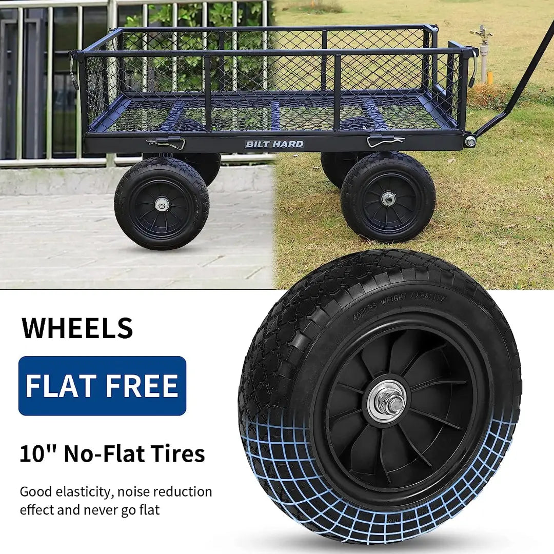 Garden Cart | 880 lbs 10" Flat Free Tires Steel Cart – BILT HARD