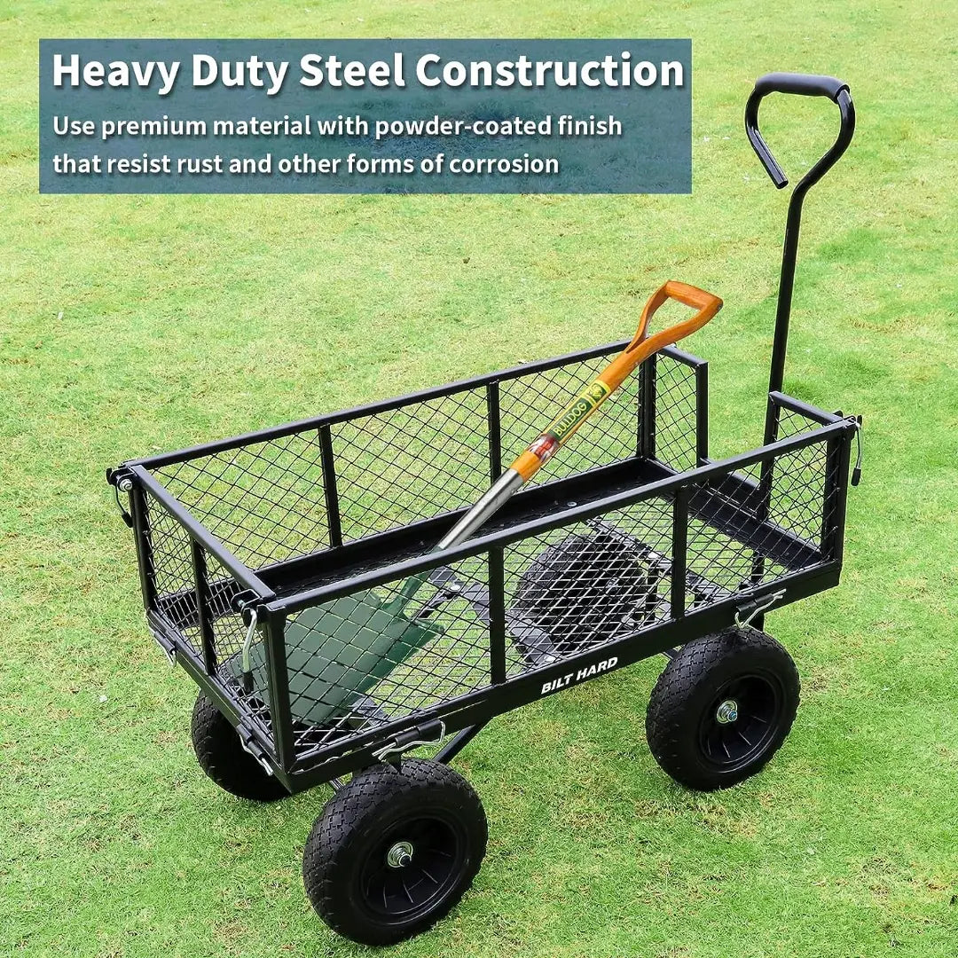 Garden Cart | 880 lbs 10" Flat Free Tires Steel Cart – BILT HARD
